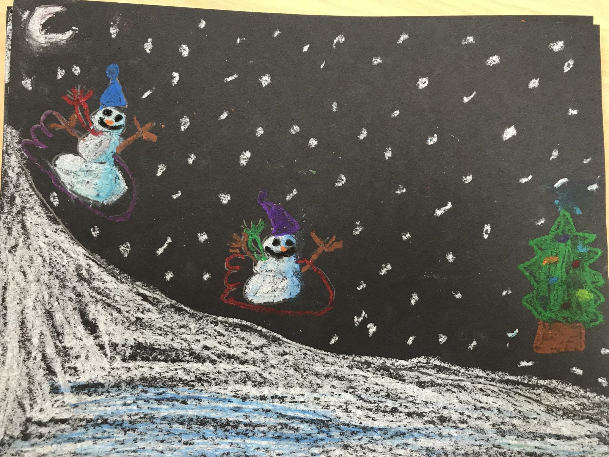 Second Grade Snowmen At Night with Value – Art With Ms. Bruce