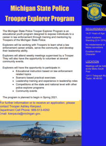 MI State Police Trooper Explorer Program – EFHS COUNSELING CORNER