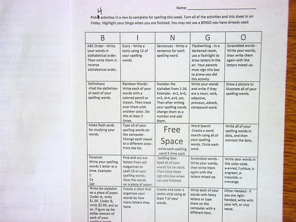 Weekly Spelling Homework Bingo Mrs Patterson s 2nd Grade Class weekly-spelling-homework-bingo-mrs-patterson-s-2nd-grade-class