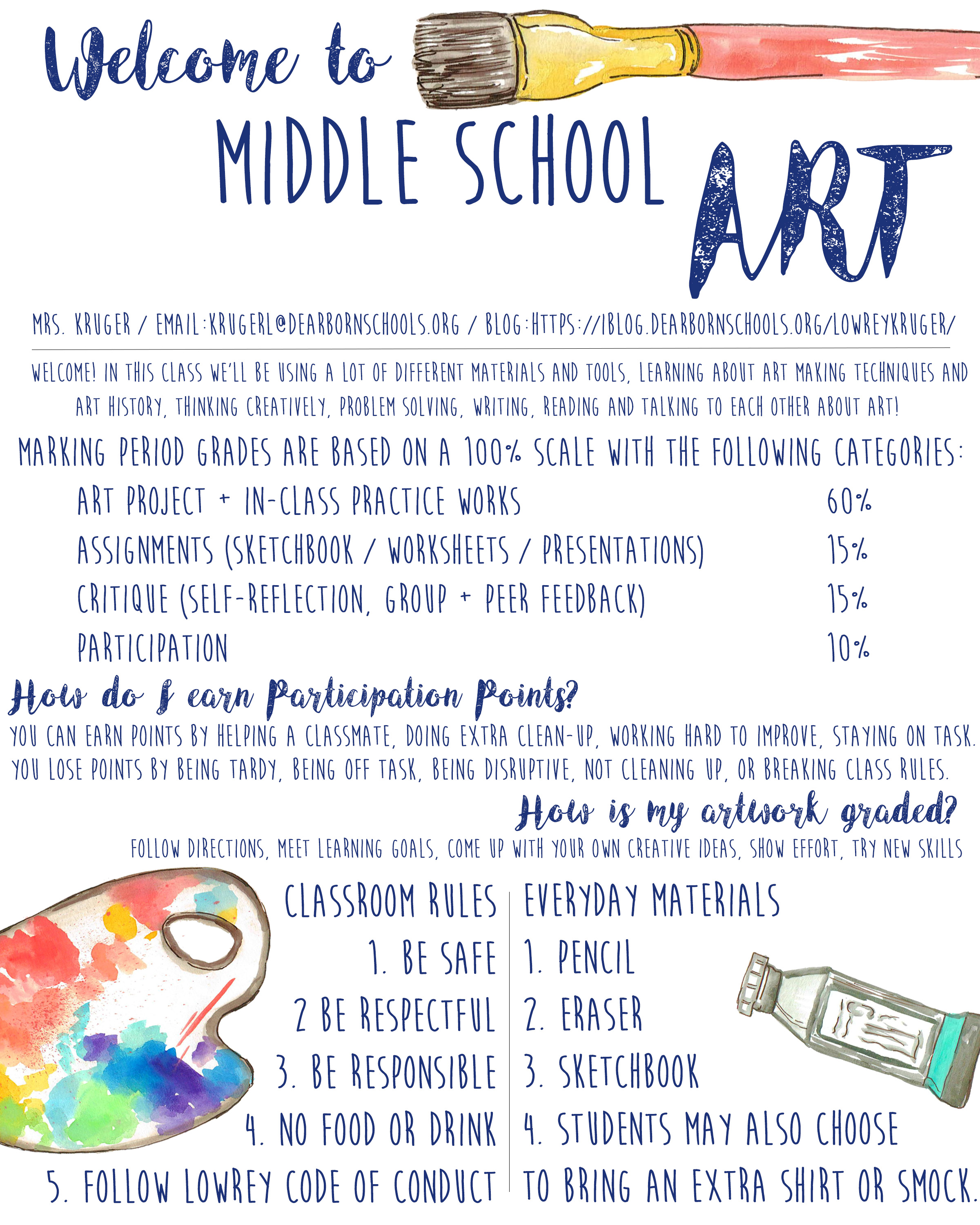 Welcome back To Middle School Art Mrs Kruger Lowrey Middle Welcome back To Middle School Art Mrs Kruger Lowrey Middle