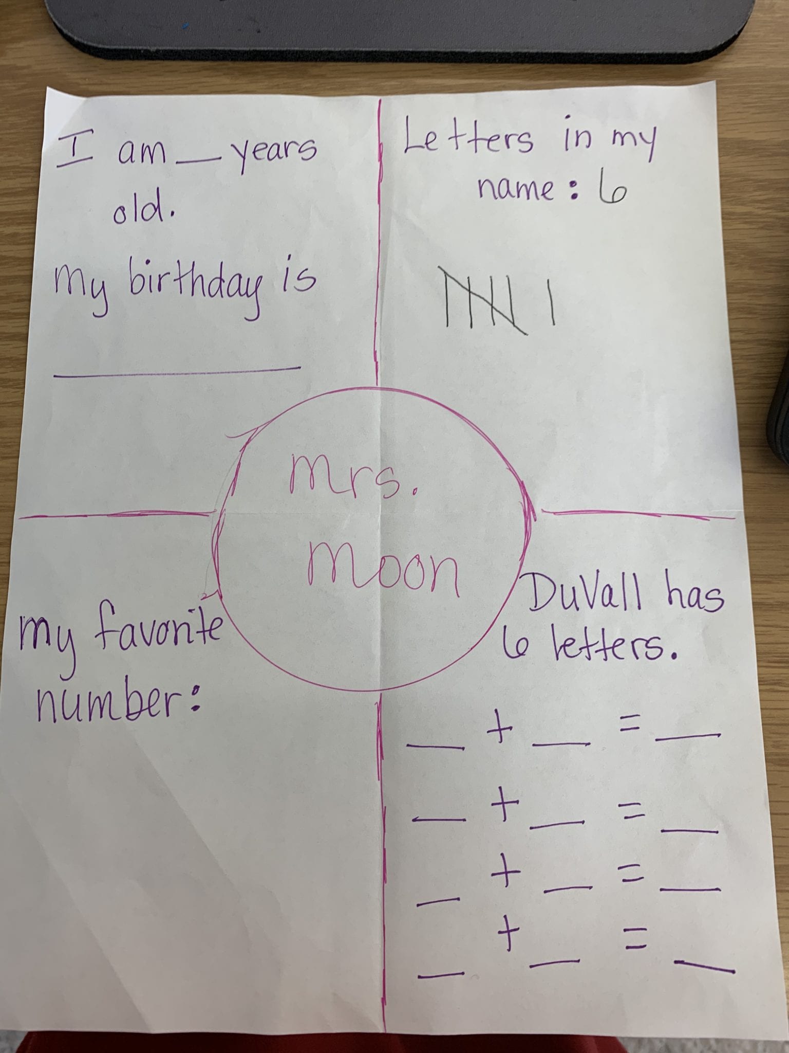 Numbers about me | Mrs. Moon's 2nd/3rd Grades
