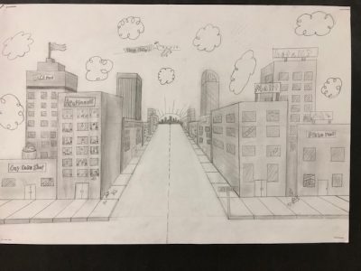 2D Art: 1 Point Perspective City | Mr. Kade's Art Room Blog