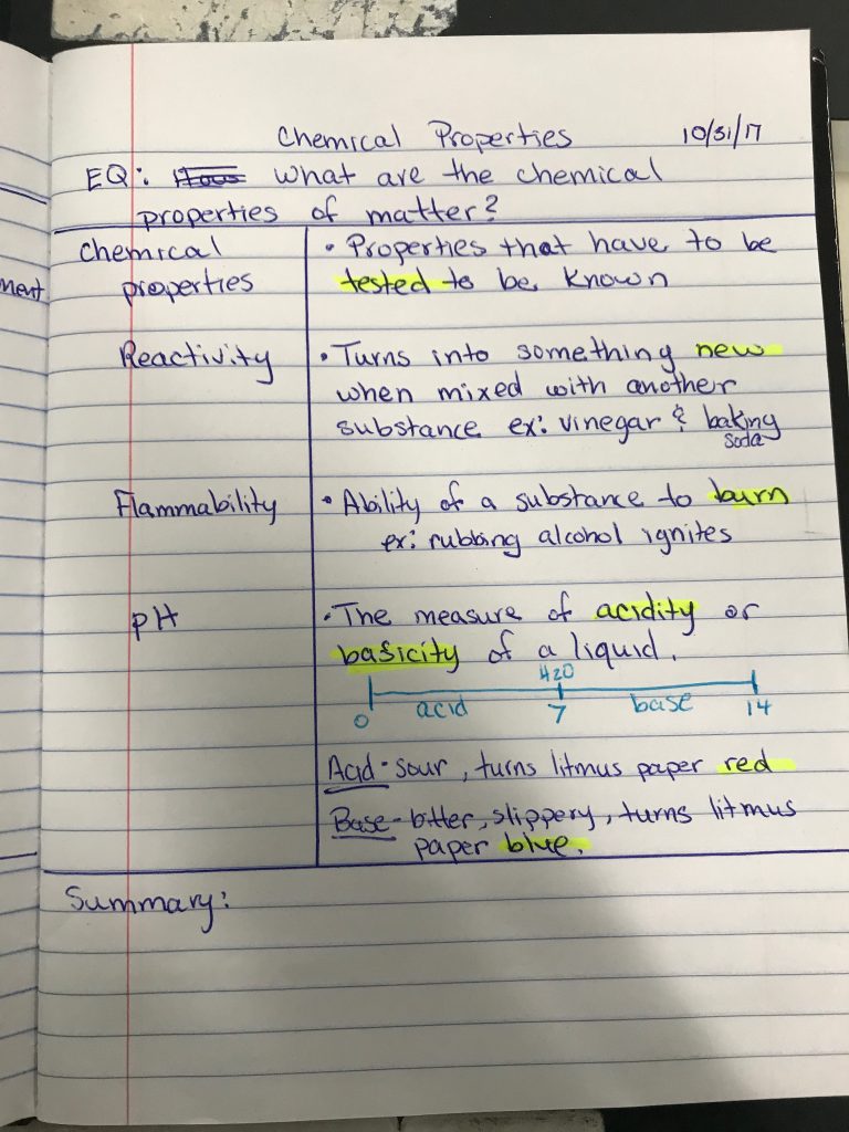 Chemical and Physical Properties Cornell Notes | Ms. Baydoun's Wildcat ...