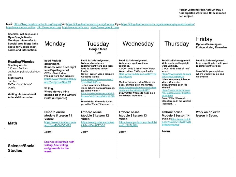 Weekly Remote Learning Plans Mrs Polgar s Classroom