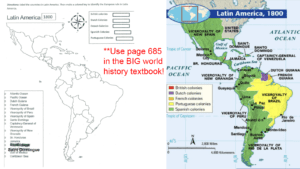 83. Latin American Revolution Map, 1800 – Ms. Saghir's World History Class