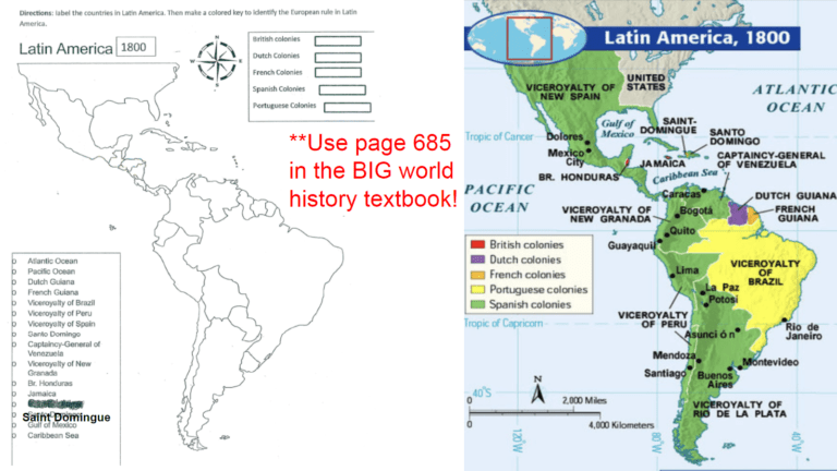 83. Latin American Revolution Map, 1800 – Ms. Saghir's World History Class