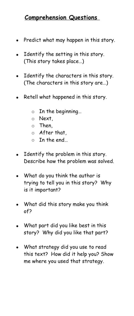 Ask questions while reading! » William Ford Kindergarten