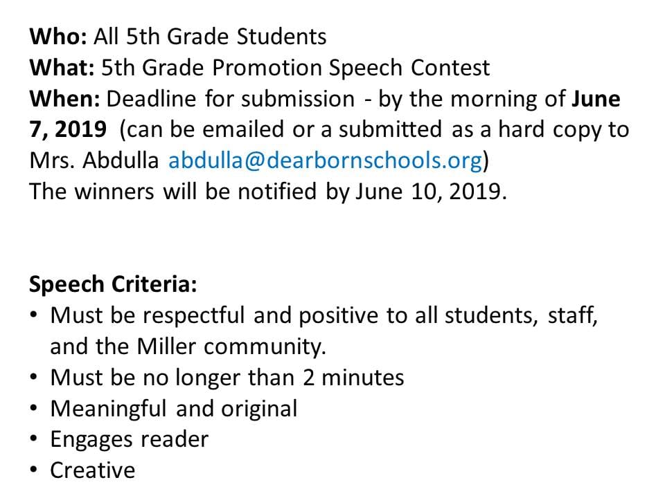 5th Grade Promotion Speech Contest Zastrow s Fifth